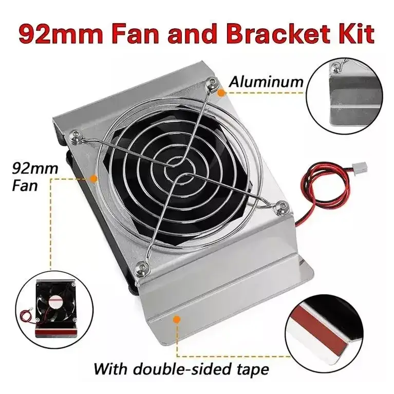 Kings 85L & 130L Upright Fridge Alloy Fan Bracket & 92mm Fan Kit 12V
