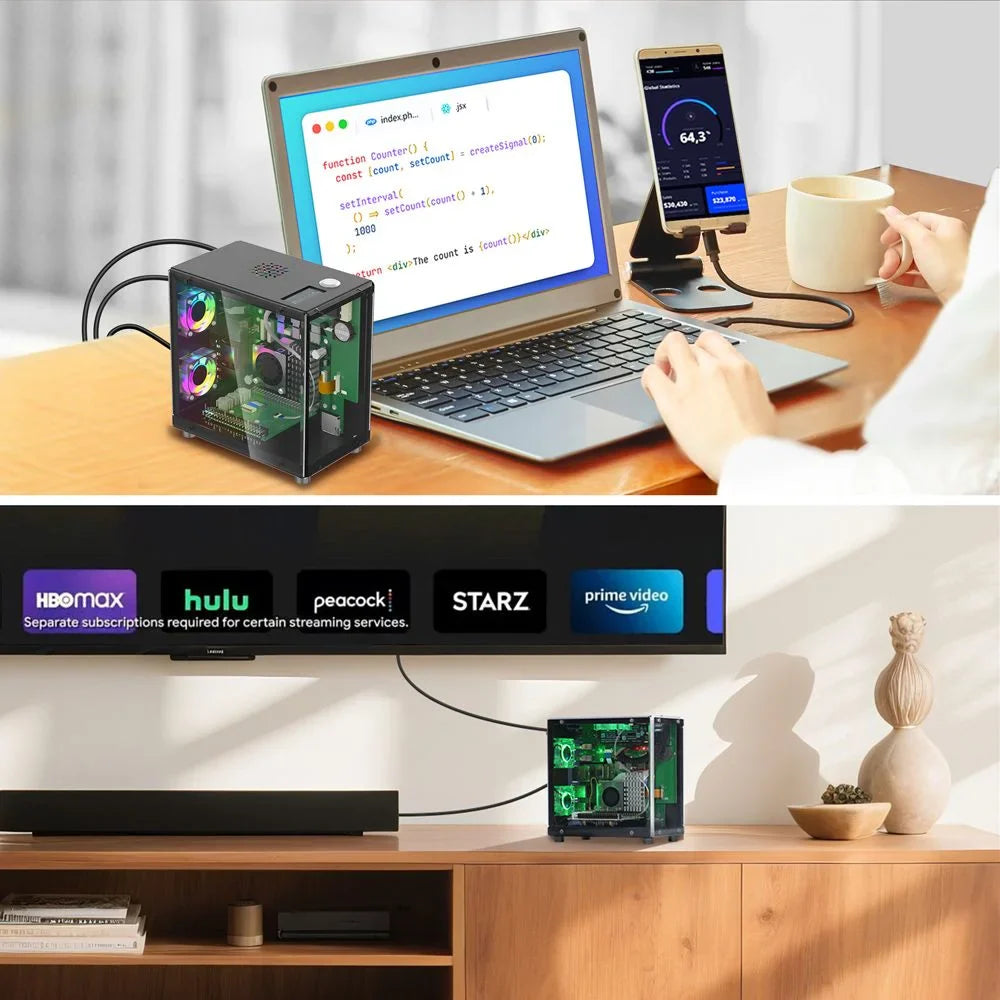 Raspberry Pi tower Gen 1 Mini PC Case With 1.3” OLED Screen